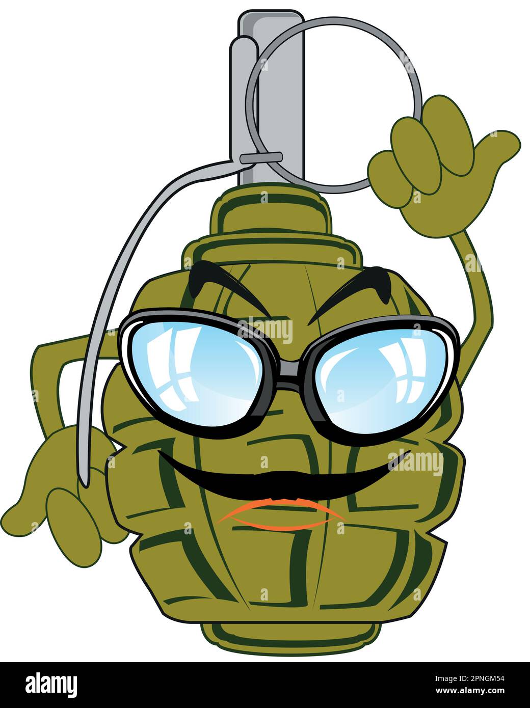 Comic illustration of the weapon hand grenade bespectacled Stock Vector ...