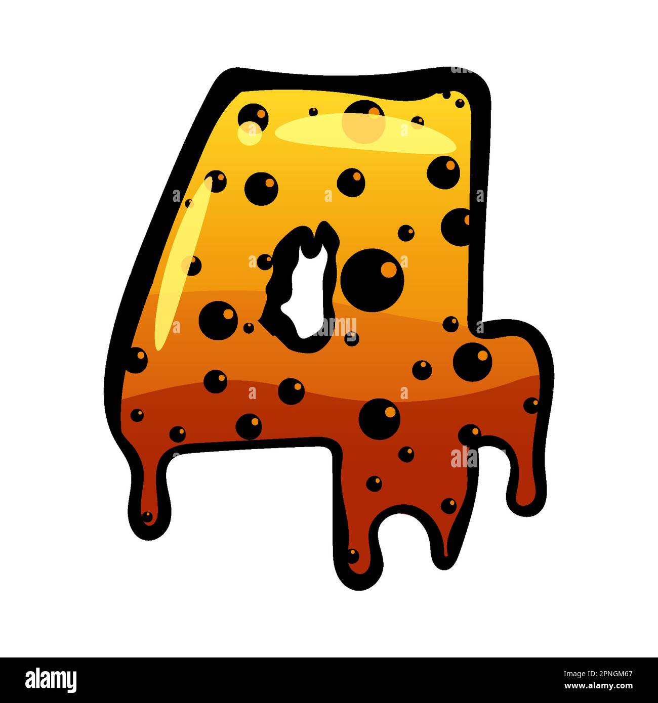 Halloween font number 4 latin alphabet. Orange bubbling colorful spooky ...