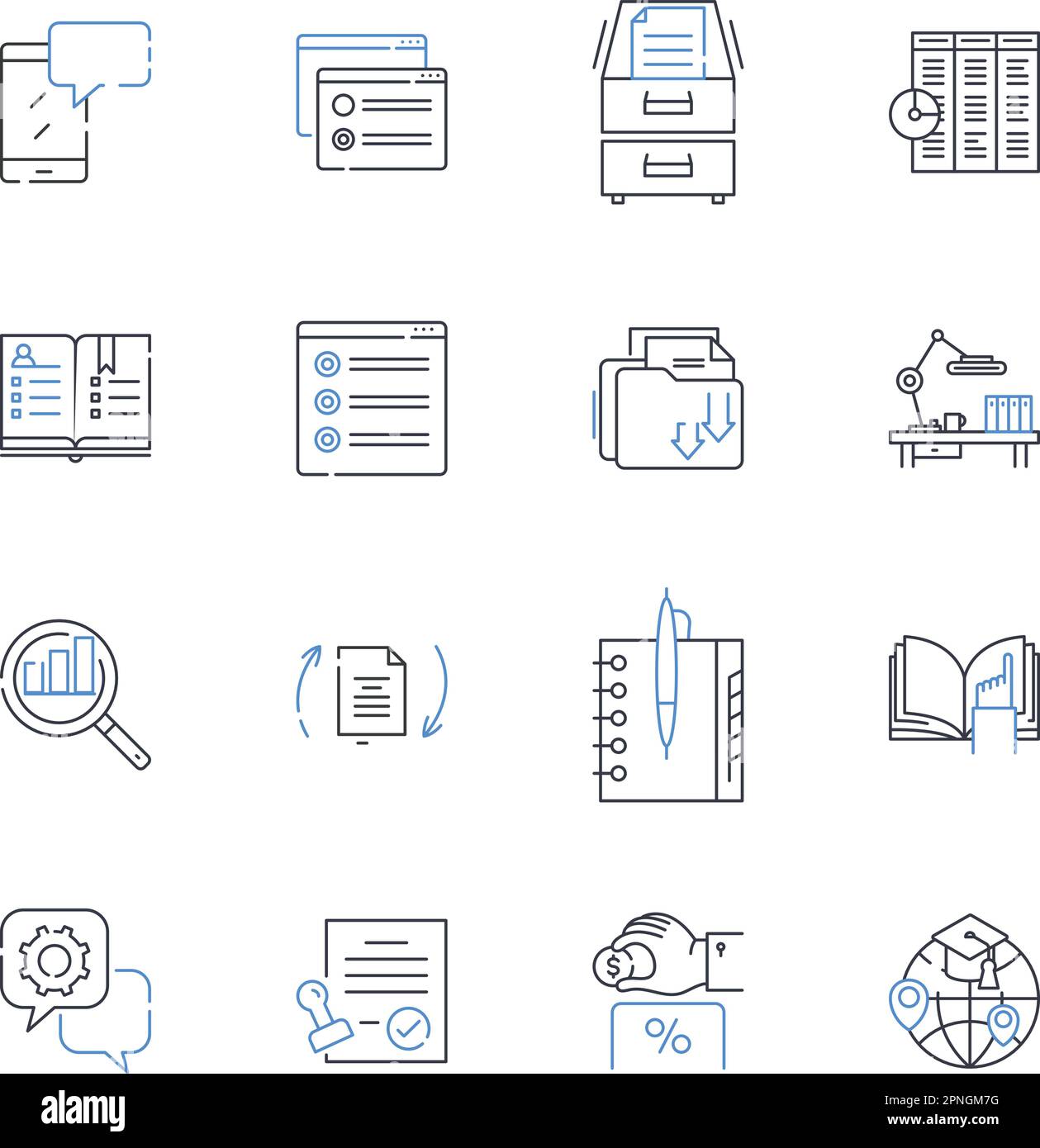 Learning Assets Line Icons Collection Curriculum Textbooks E Books Videos Tutorials