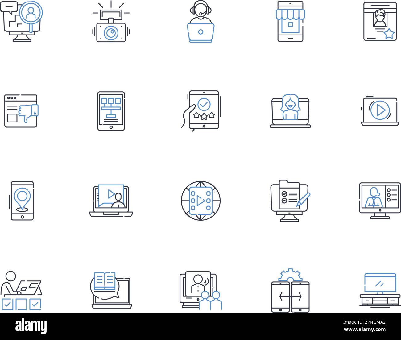 Video editing line icons collection. Clip, Sequence, Cut, Transition ...
