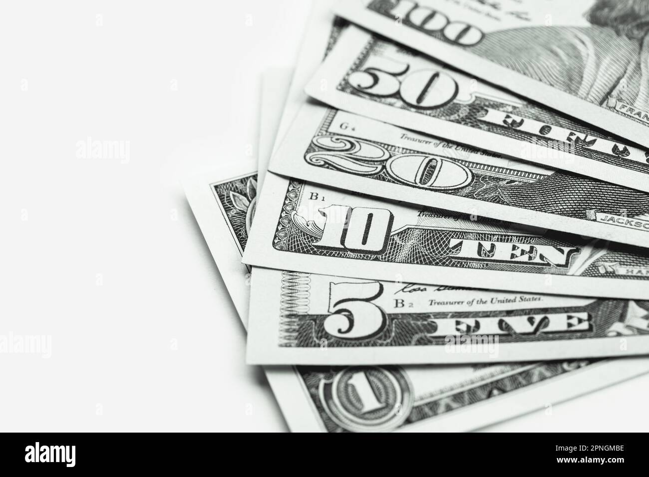 Money scattered on the desk. Finance and Economy concepts Stock Photo ...