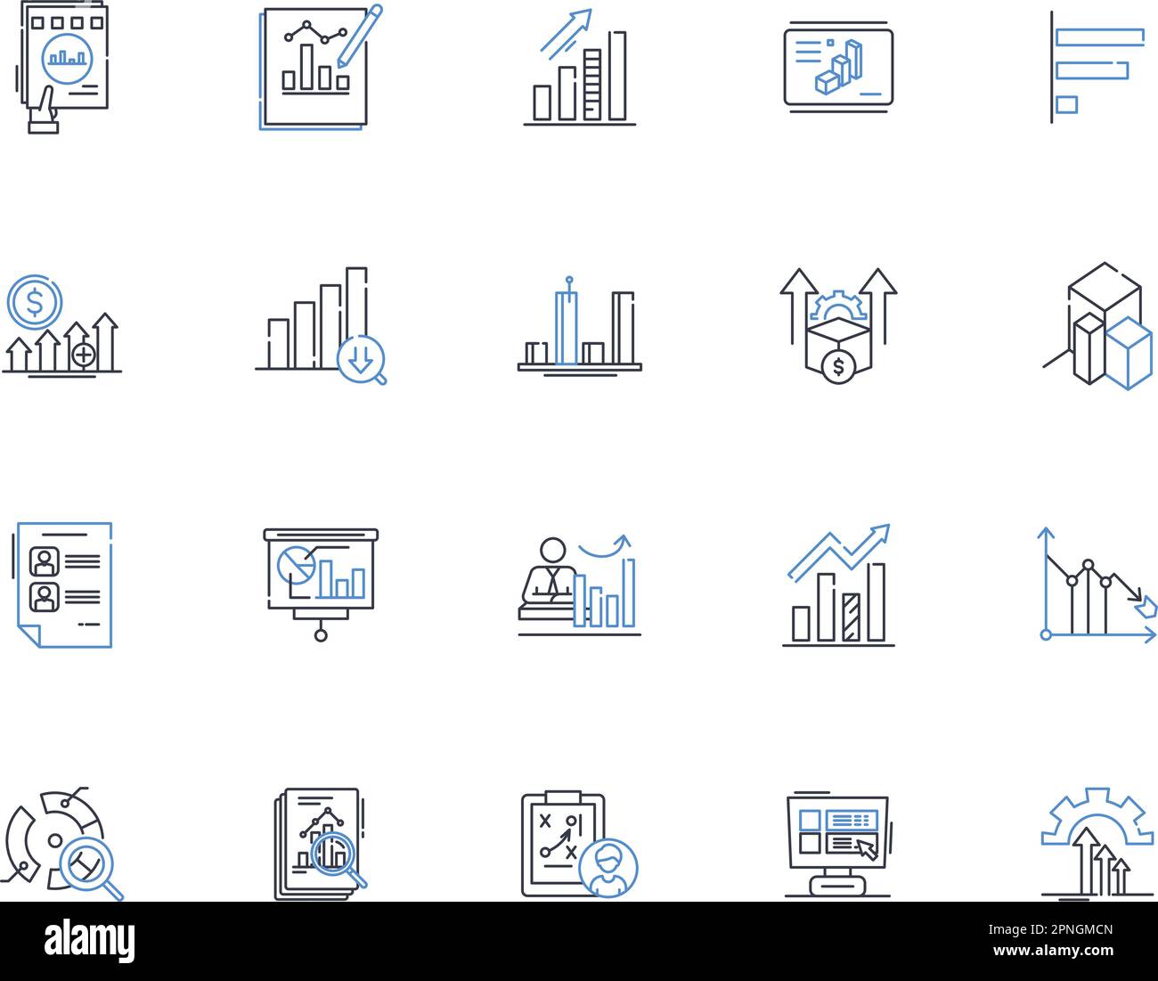 Assessing Line Icons Collection Evaluating Scrutinizing Judging Analyzing Appraising