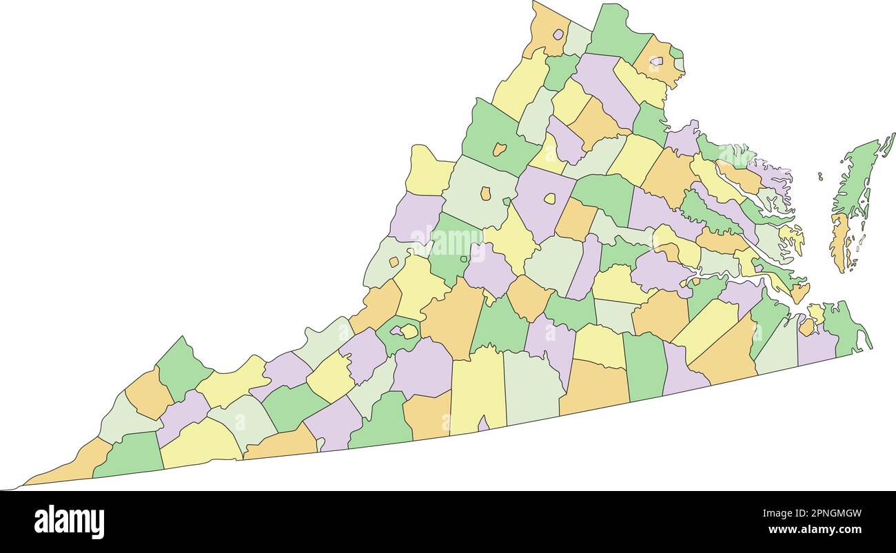 Virginia - Highly detailed editable political map Stock Vector Image ...
