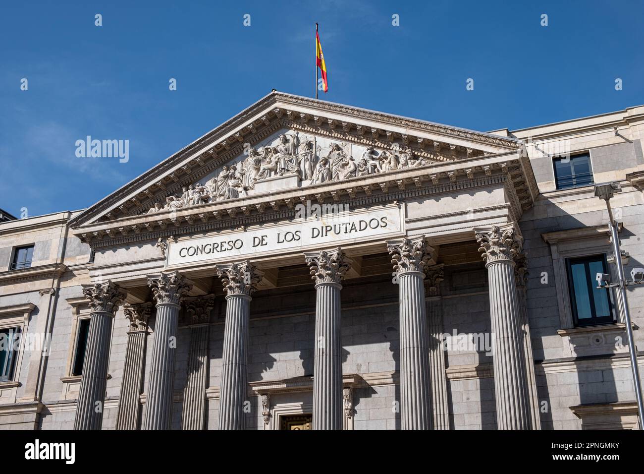 Congress of Deputies of Spain, Madrid. Main facade. Also known as Las ...