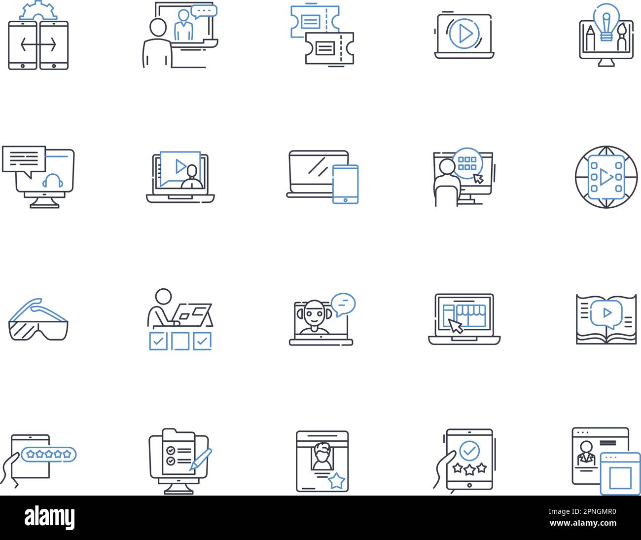 Blockbuster line icons collection. Movie, Entertainment, Nostalgia ...