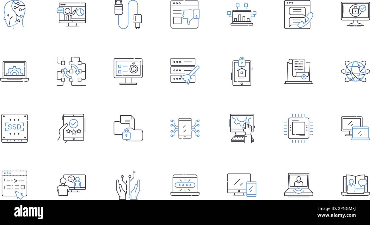 System Line Icons Collection Integration Automation Architecture Efficiency Performance