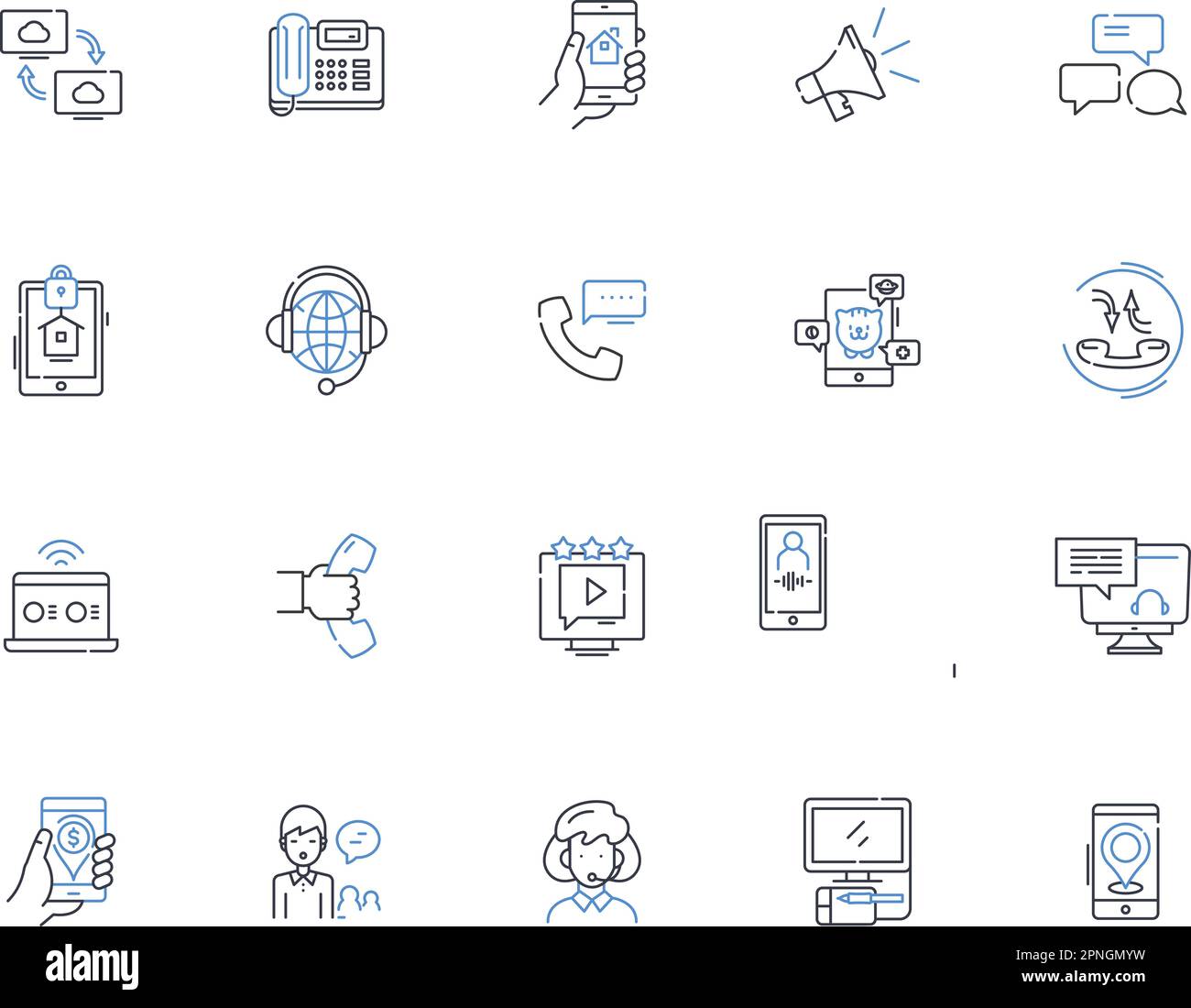 Monitor Line Icons Collection Display Screen Panel Resolution Size Refresh Rate