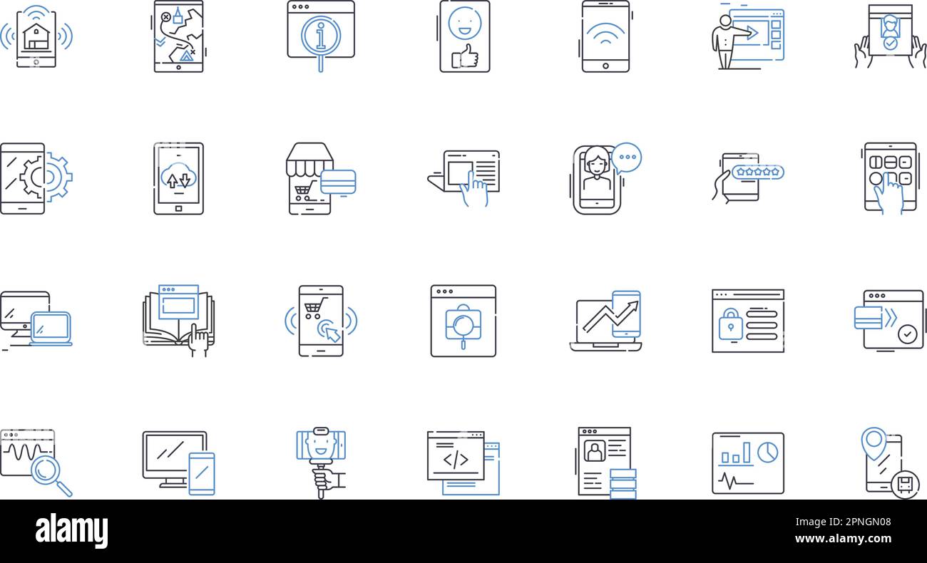 Computer Line Icons Collection Processor Circuit Monitor Keyboard Mouse Storage Software