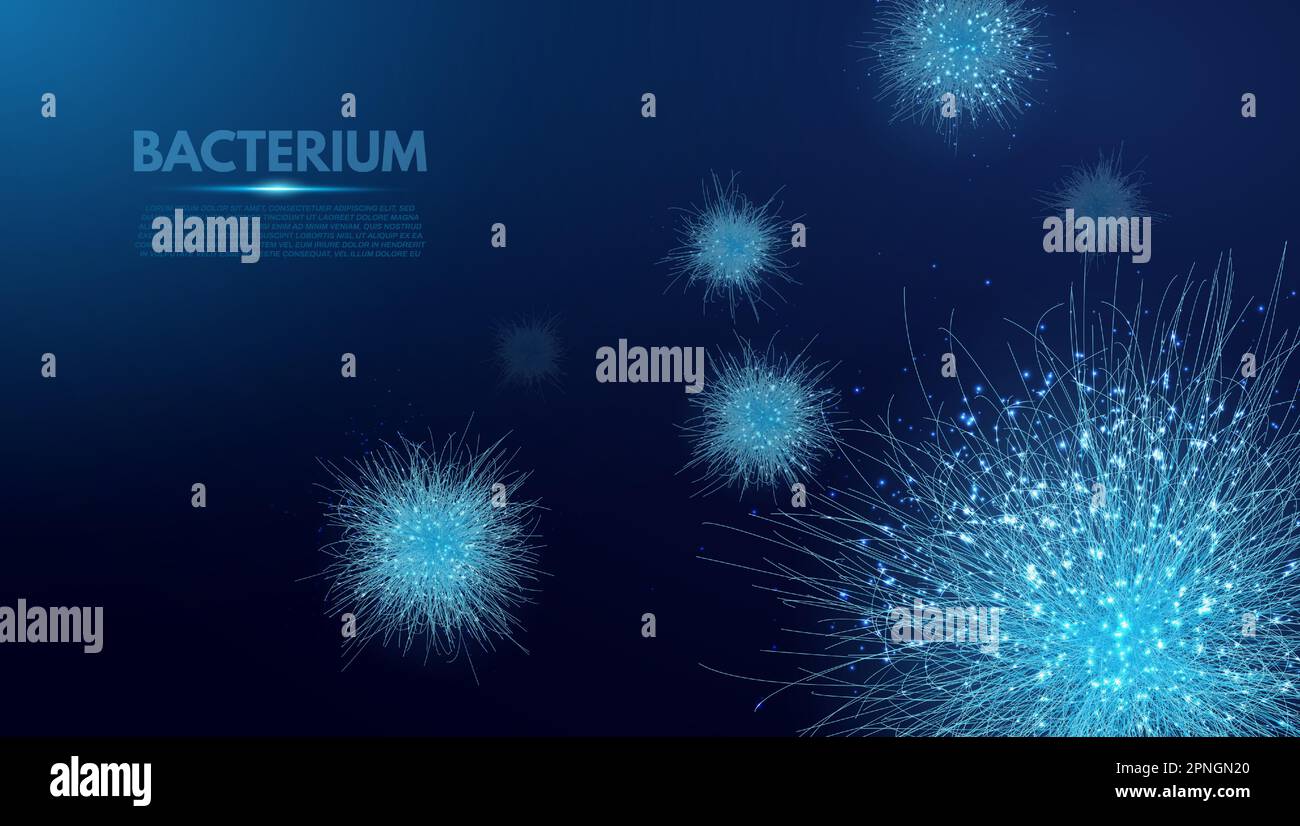 Bacterium. Vector abstract microscopic medical illustration of blue ...