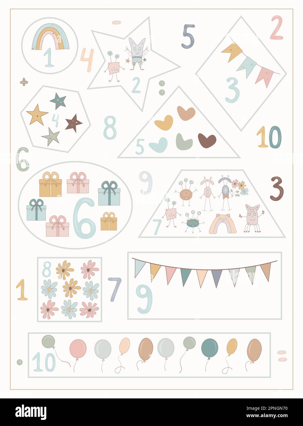 Hand drawn Children count poster with cute Numbers clip art, ABC Poster ...