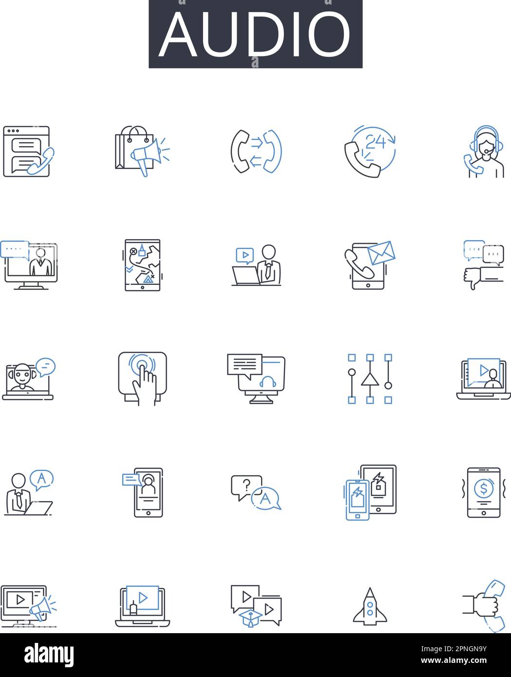 Audio line icons collection. Sound, Music, Melody, Noise, Rhythm, Tune ...