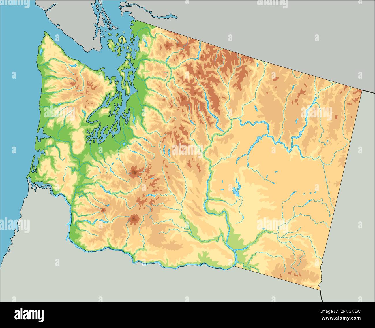 Highly detailed Washington physical map Stock Vector Image & Art - Alamy Highly detailed Washington physical map Stock Vector Image & Art - Alamy