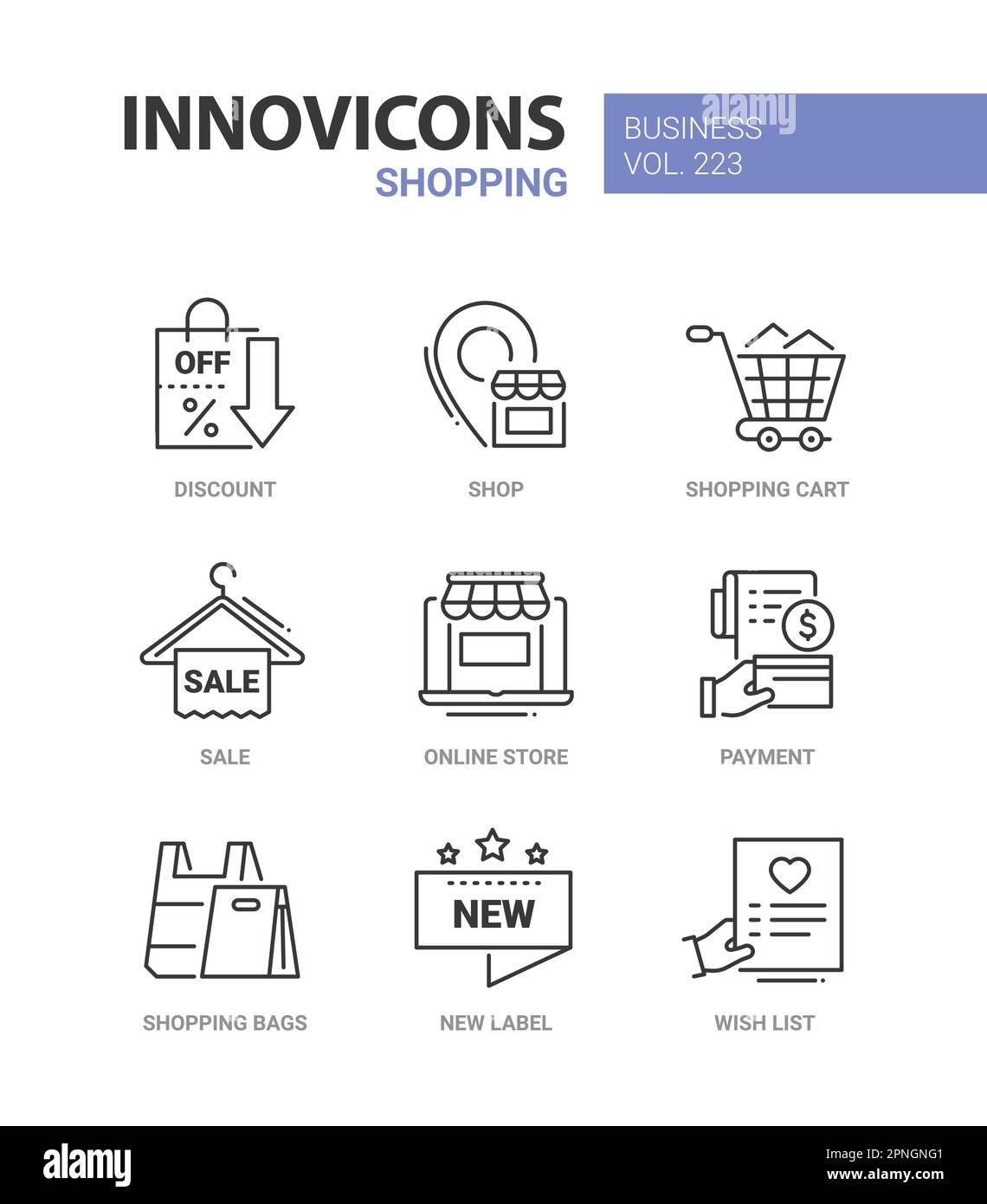 Shopping And Buying Line Design Style Icons Set Stock Vector Image And Art Alamy