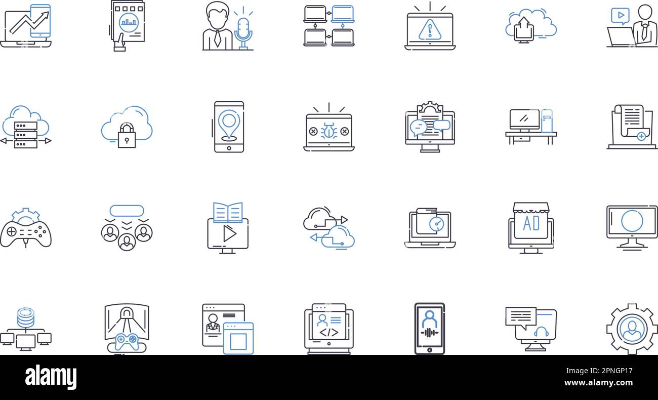 Online media line icons collection. Social, Digital, Streaming, Podcasts, Viral, Influencer ...