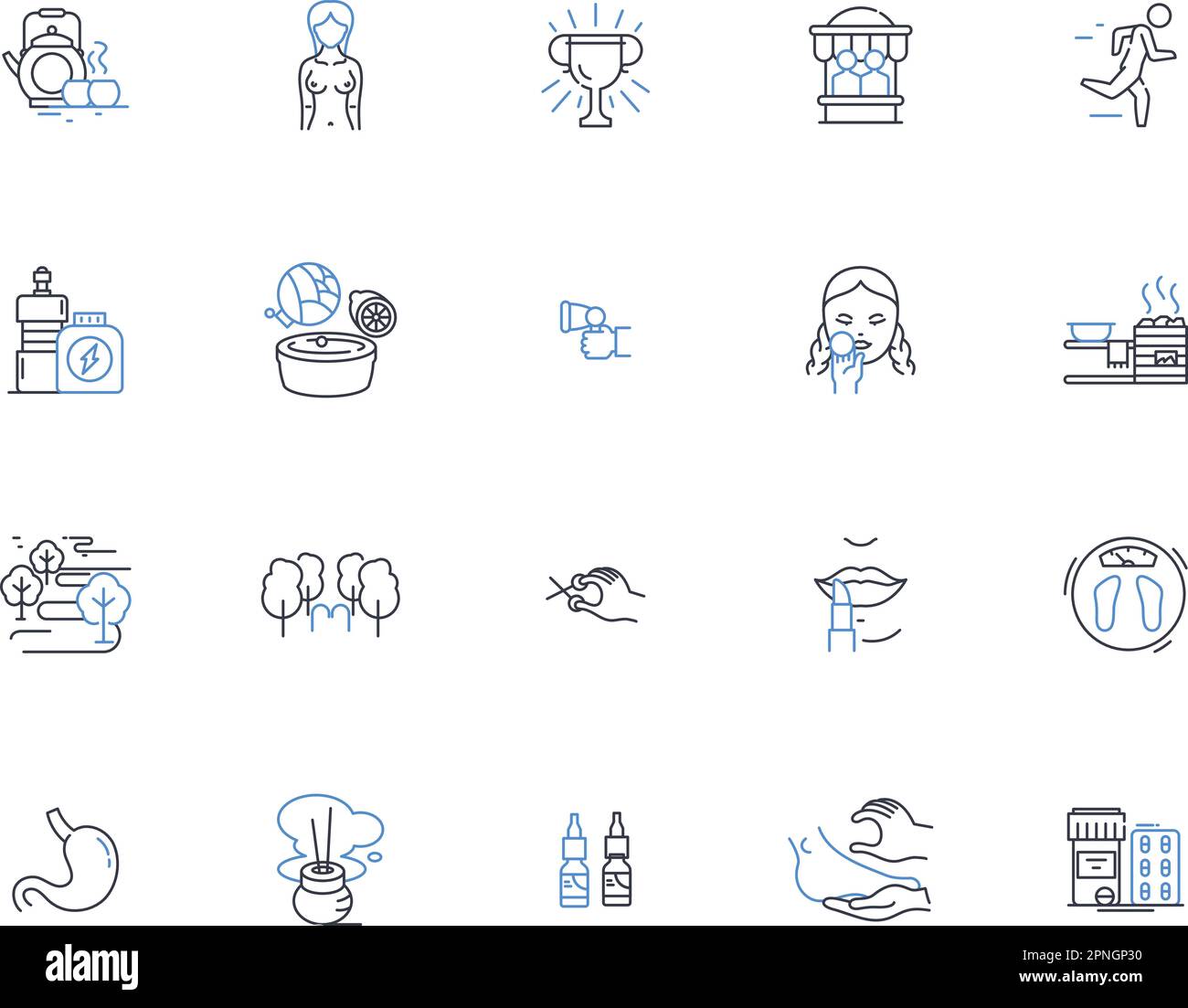 Energy healing line icons collection. Reiki, Chakra, Pranic, Qi Gong ...