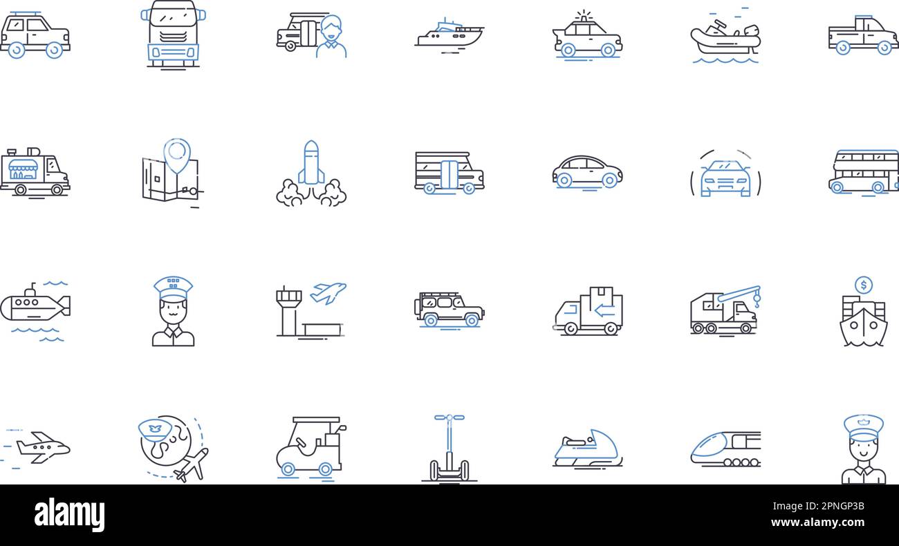 Haulage line icons collection. Transportation, Logistics, Distribution ...