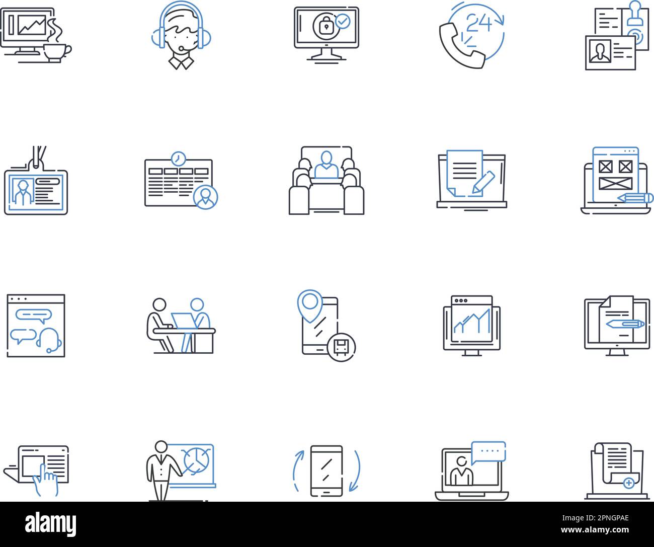 Virtual business line icons collection. Cyber, Internet-based, Digital ...