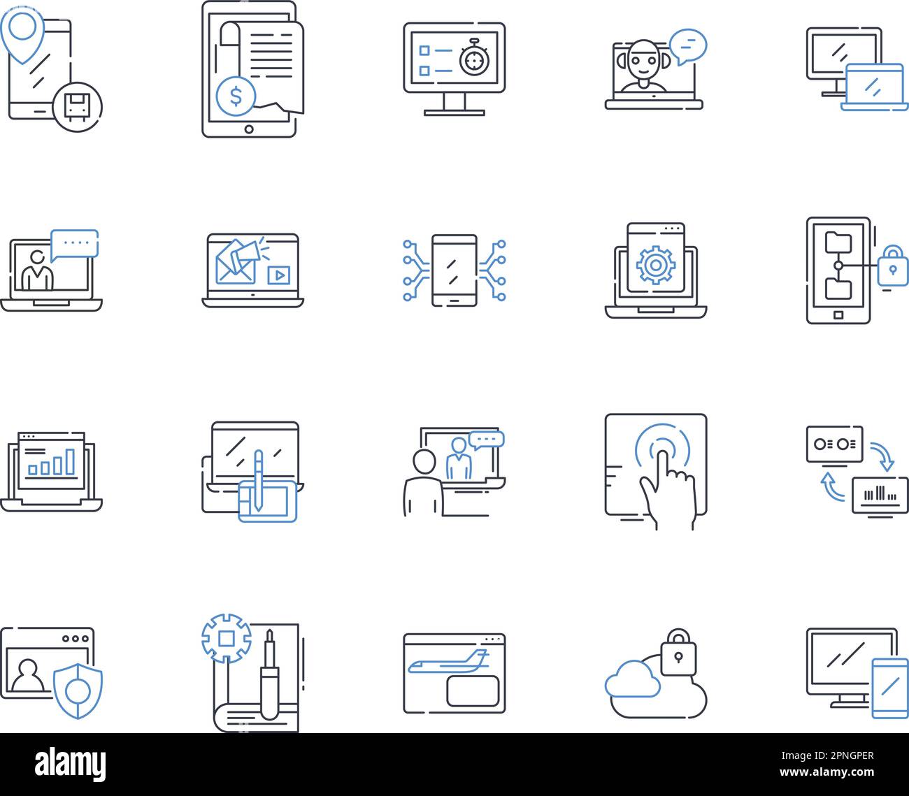 Big Data Line Icons Collection Analytics Insights Information Algorithms Cloud Hadoop 