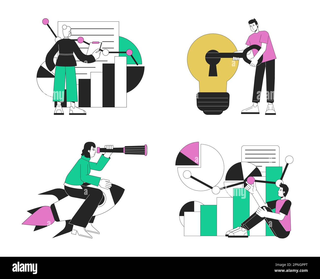 Stealth mode startup strategy flat line concept vector spot ...