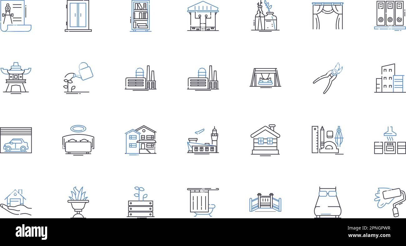 Structural design line icons collection. Foundation, Beam, Truss, Load, Stability, Reinforcement ...