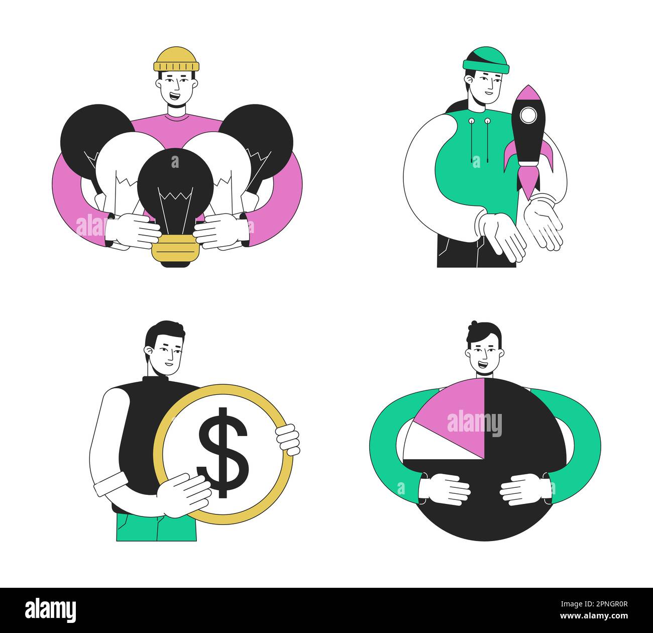 Startup pre launch strategy flat line concept vector spot illustrations ... Startup pre launch strategy flat line concept vector spot illustrations ...