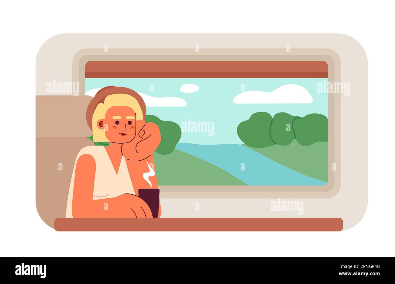 Train travel 2D vector isolated spot illustration Stock Vector Image ...