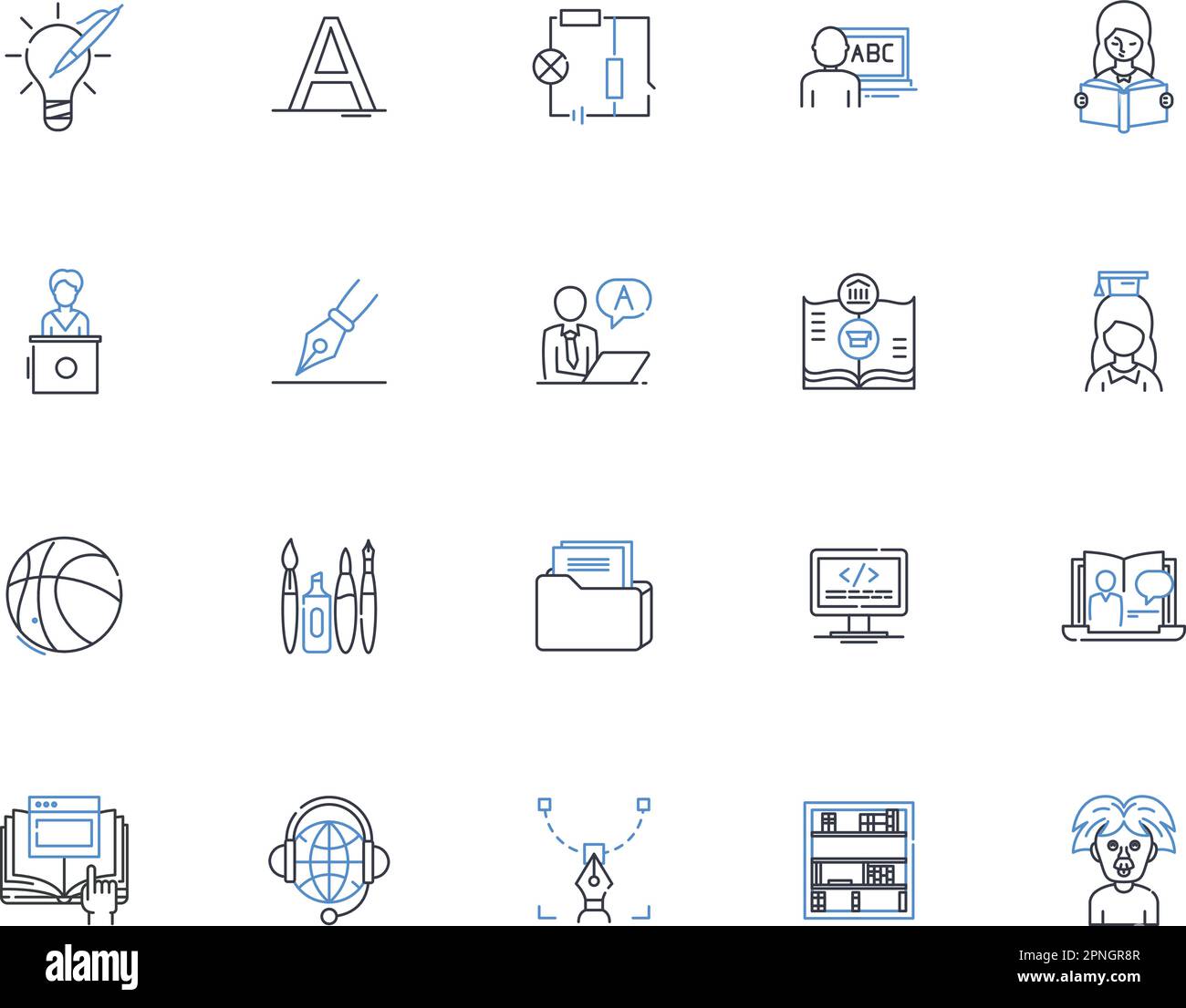 Tertiary education line icons collection. Curriculum, Degree, Masters ...