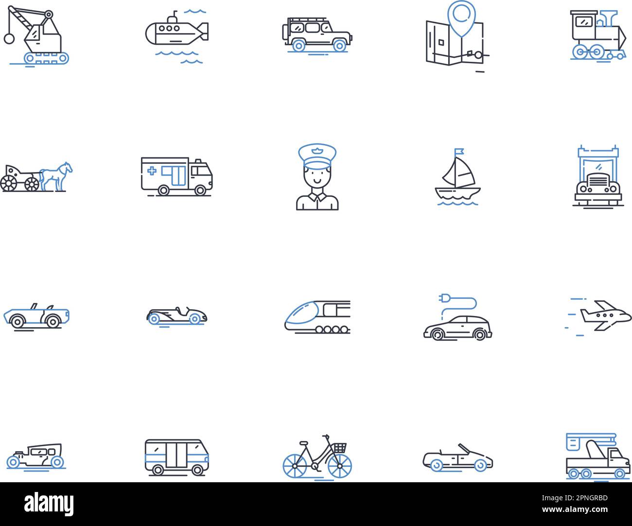 Moving line icons collection. Relocation, Transport, Transition ...