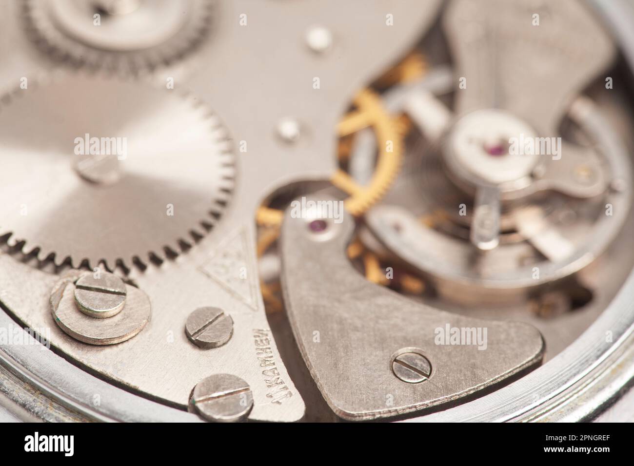 Mechanism, clockwork of a watch close-up. Vintage luxury background ...