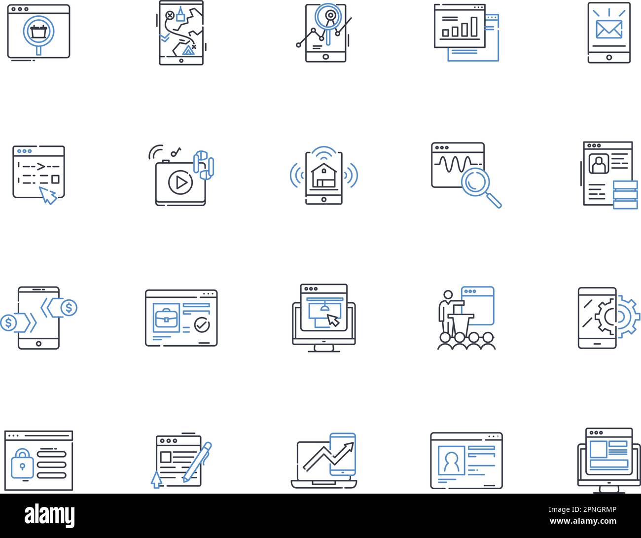 Digital Line Icons Collection Technology Innovation Internet Online Nerk Data E Commerce