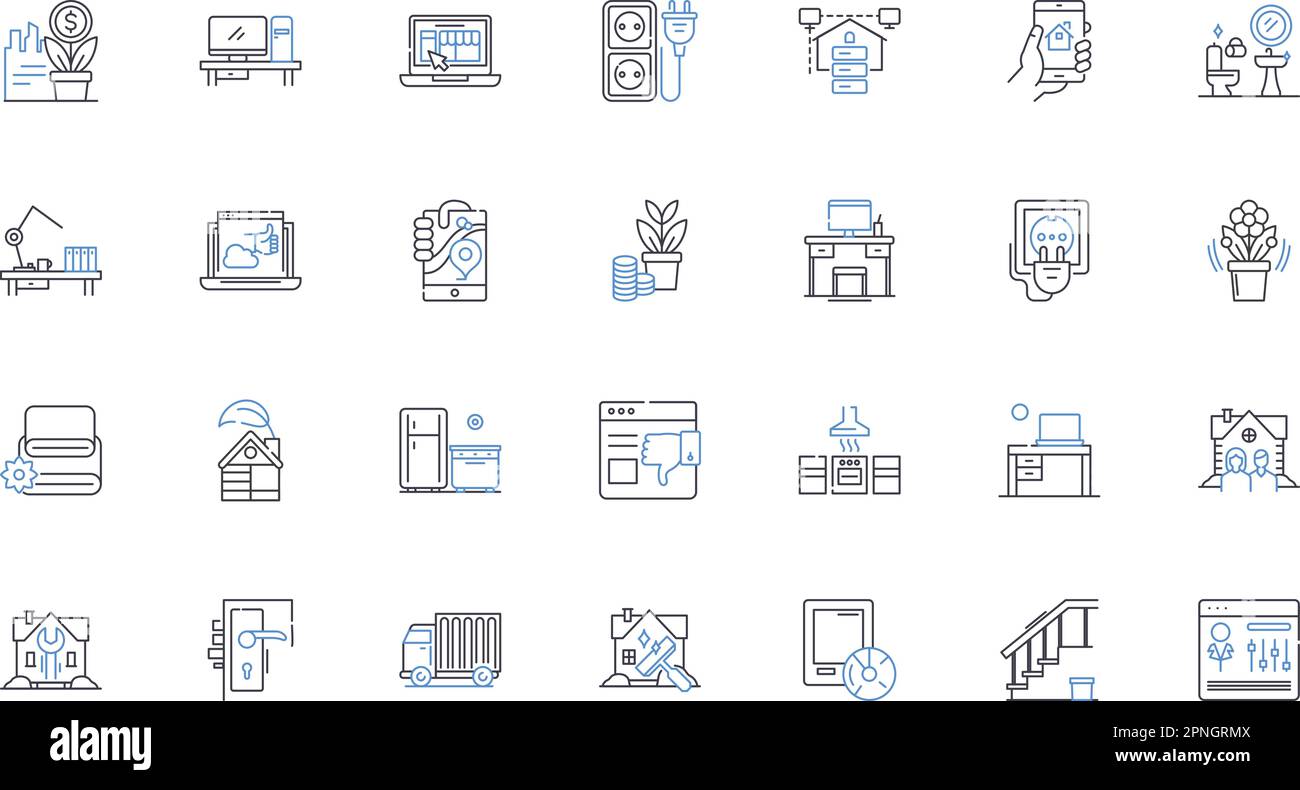 Futuristic residence line icons collection. Solar, Automated, Smart, Sustainable, Innovative ...