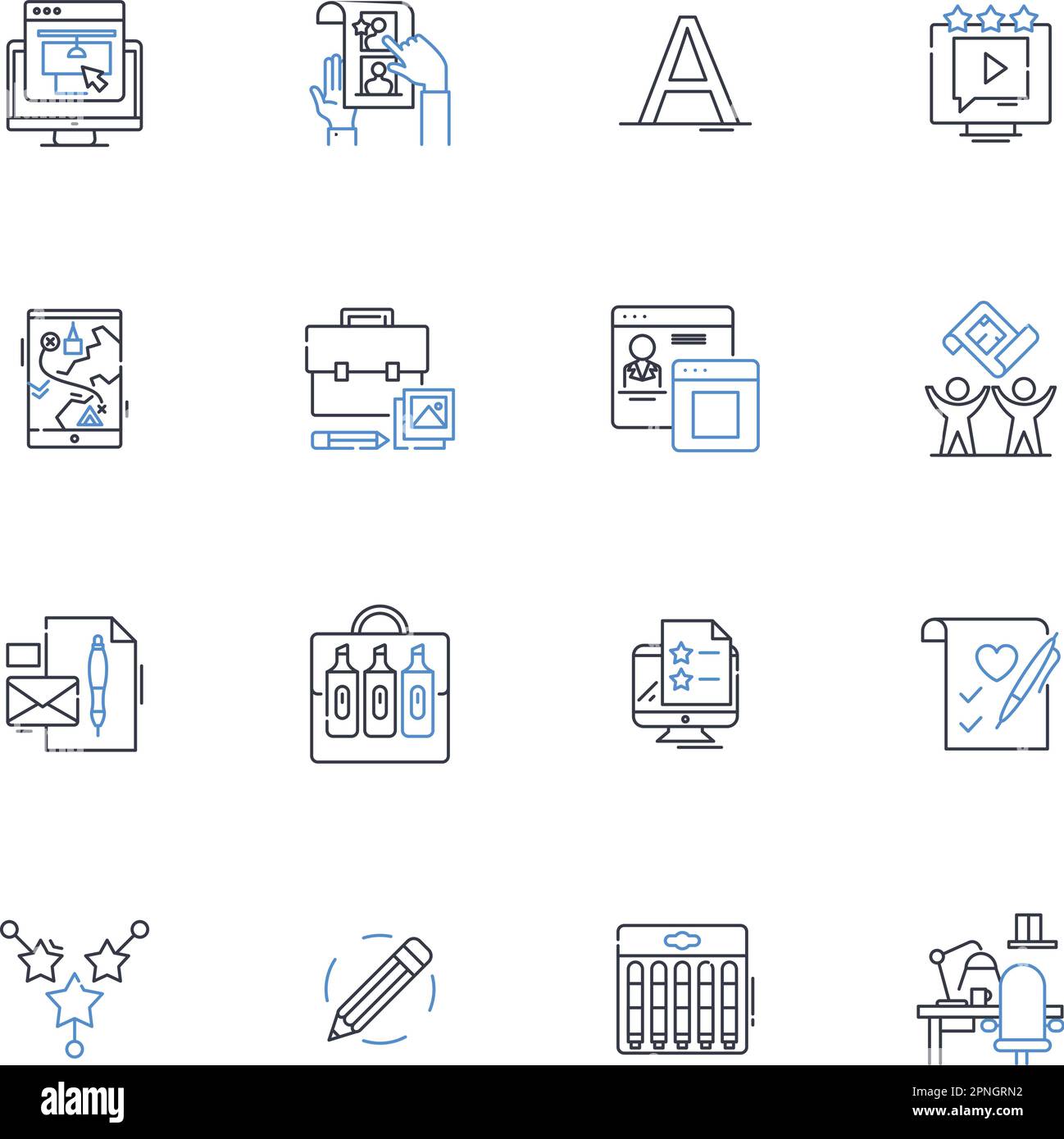 Purposeful schematics line icons collection. Insight, Strategy, Design ...