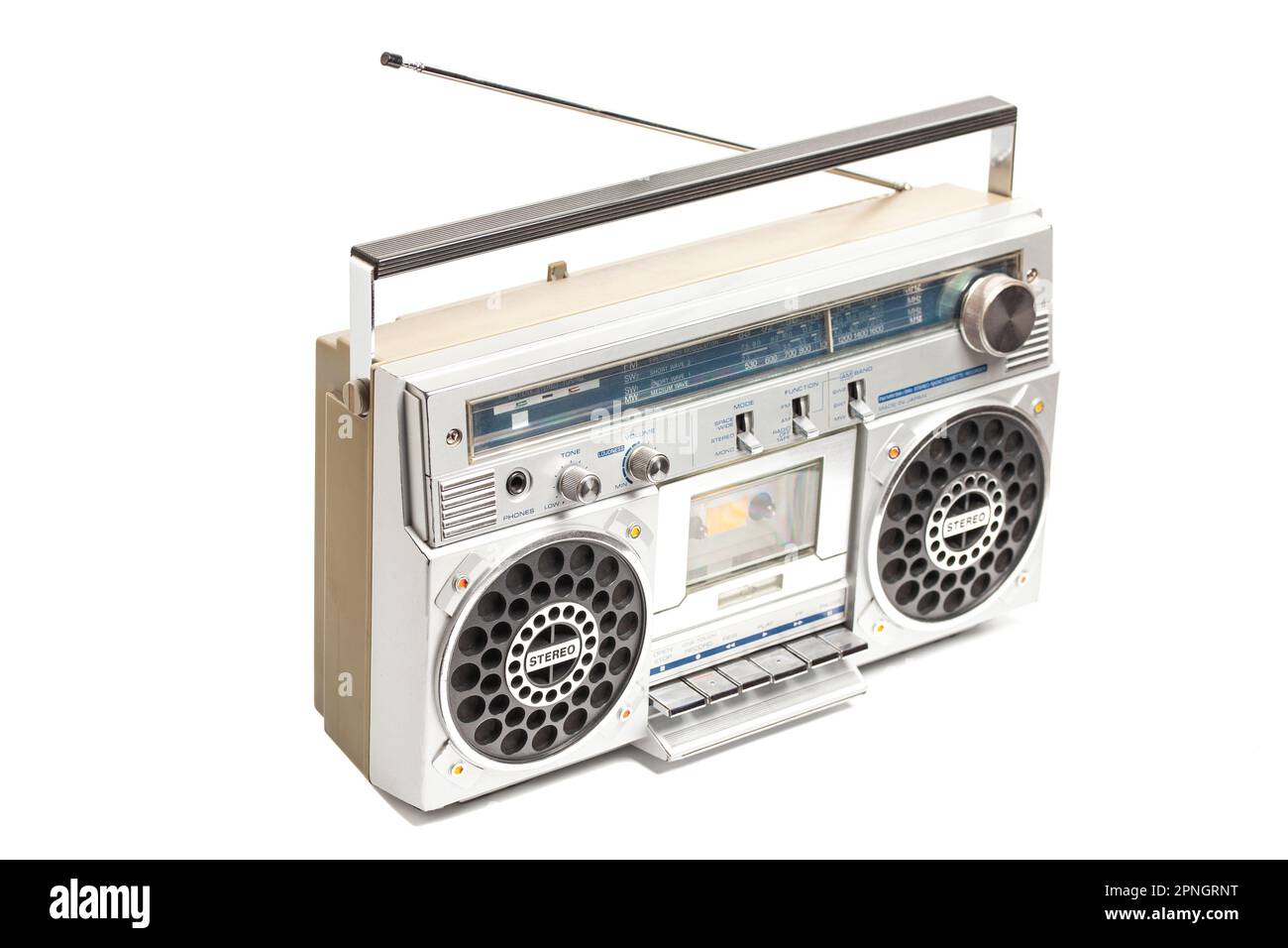 Silver retro ghetto radio boom box cassette recorder from 80s Stock ...