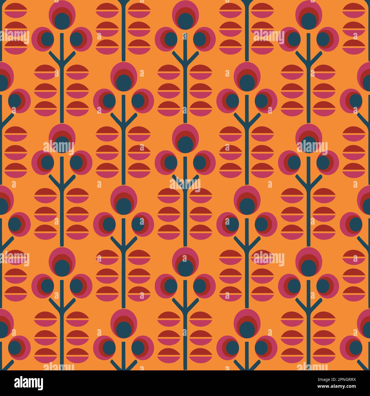 Seamless retro floral pattern in scandinavian style. Modern abstract ...