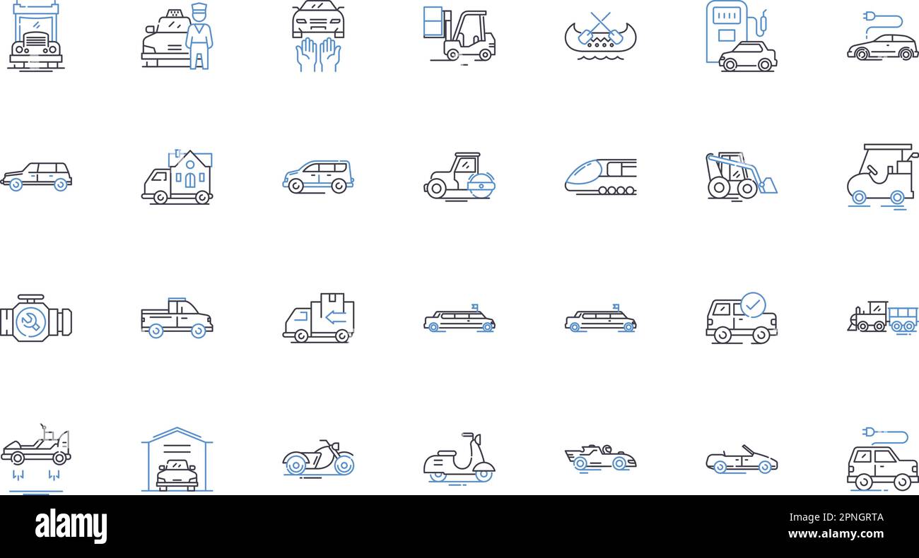 Conveyance services line icons collection. Transportation, Delivery ... Conveyance services line icons collection. Transportation, Delivery ...