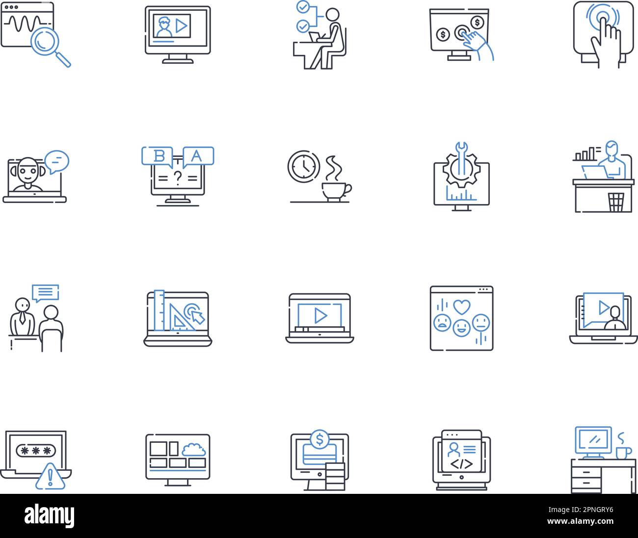 Customer engagement line icons collection. Interaction, Feedback, Communication, Loyalty ...