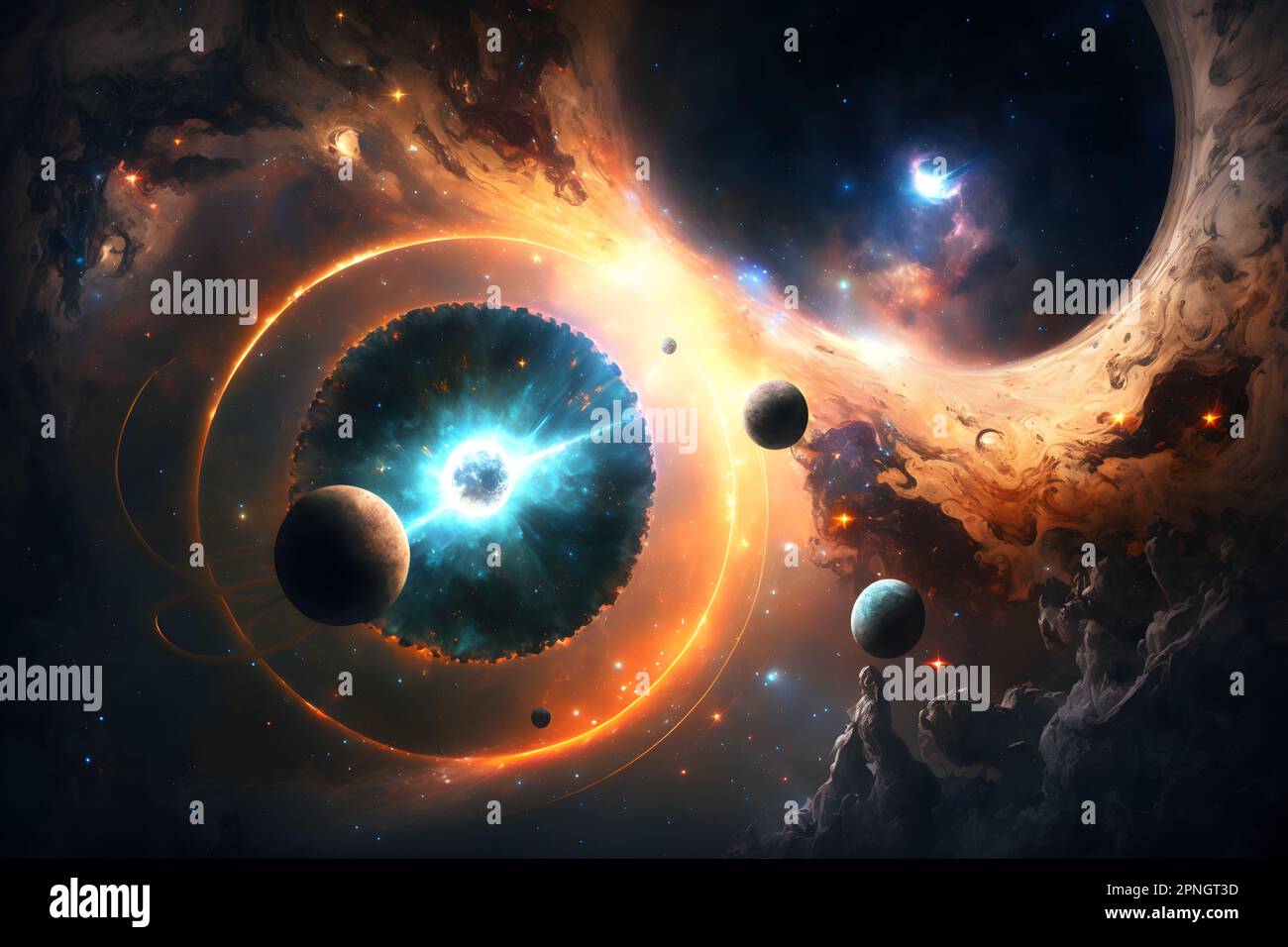 Collision of galaxy cluster hi-res stock photography and images - Alamy