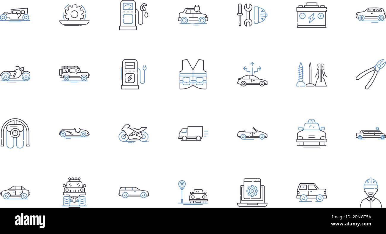 Vehicle servicing line icons collection. Maintenance, Inspection, Tune ...