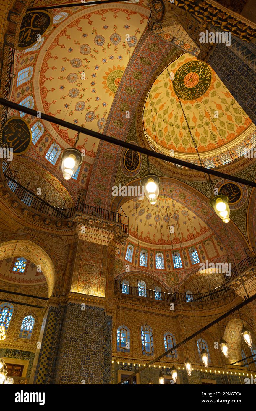 Interior of Eminonu Yeni Cami or New Mosque. Ottoman architecture ...