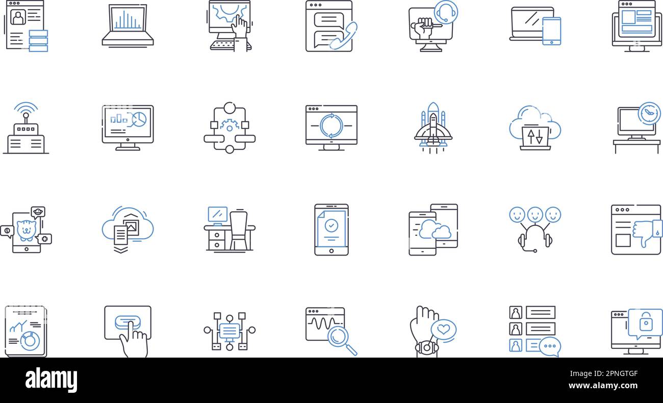 Multimedia technology line icons collection. Animation, Video, Audio, Graphic, Webcasts ...