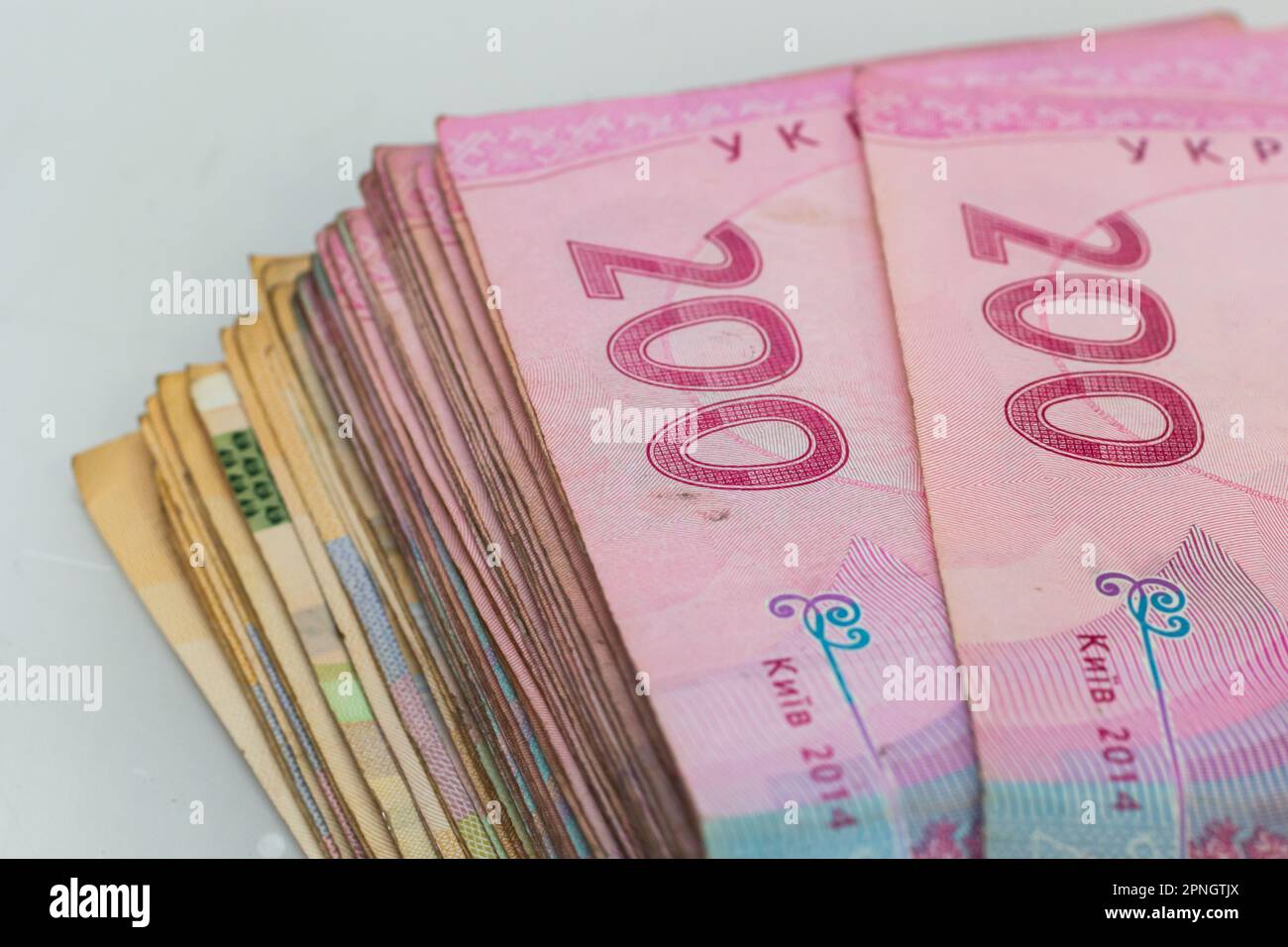 Money of Ukraine. Background of ukrainian hryvnia banknotes. Hryvnia ...