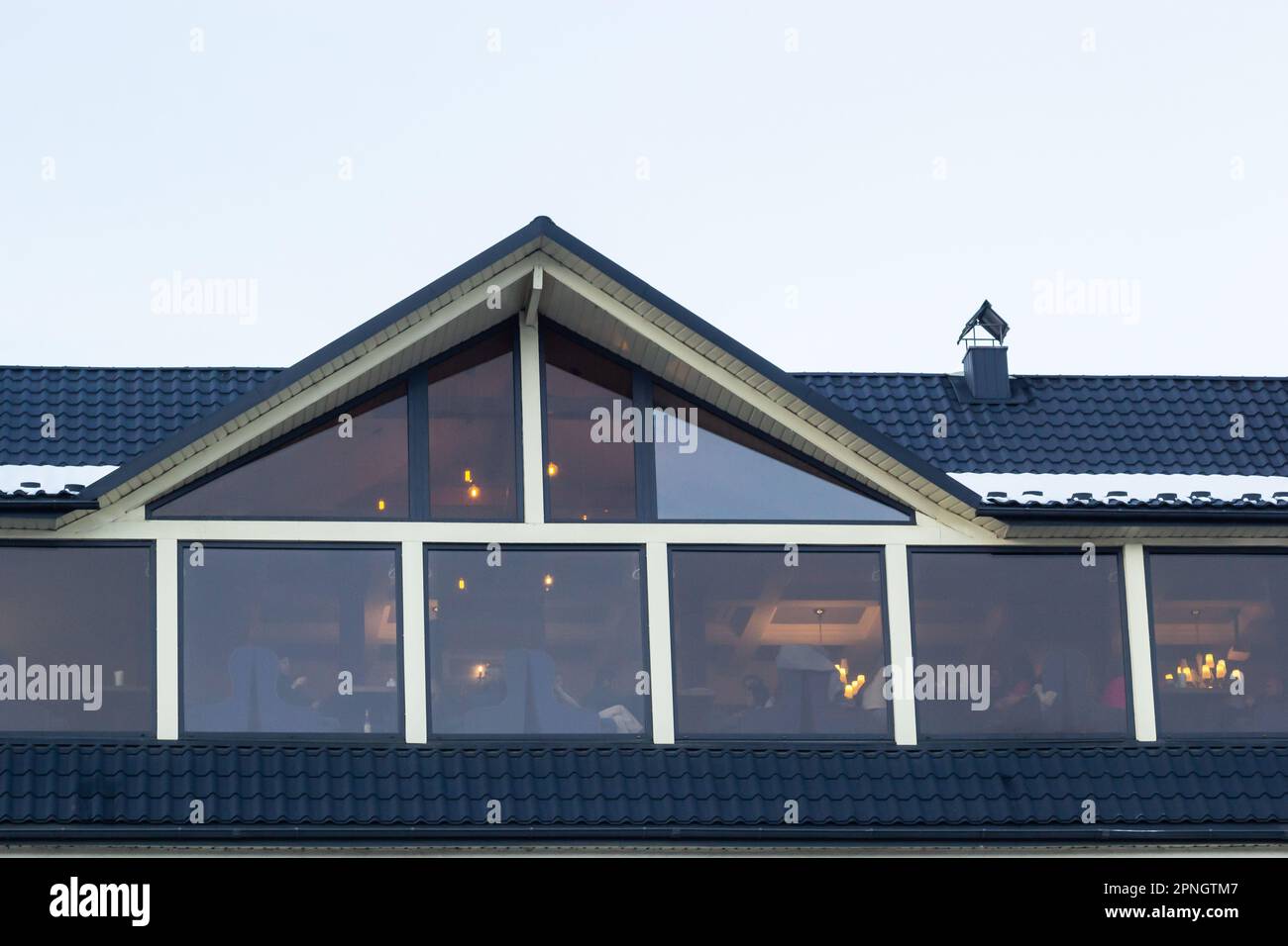 Attic skylight window wall. Building Modern House Construction with ...