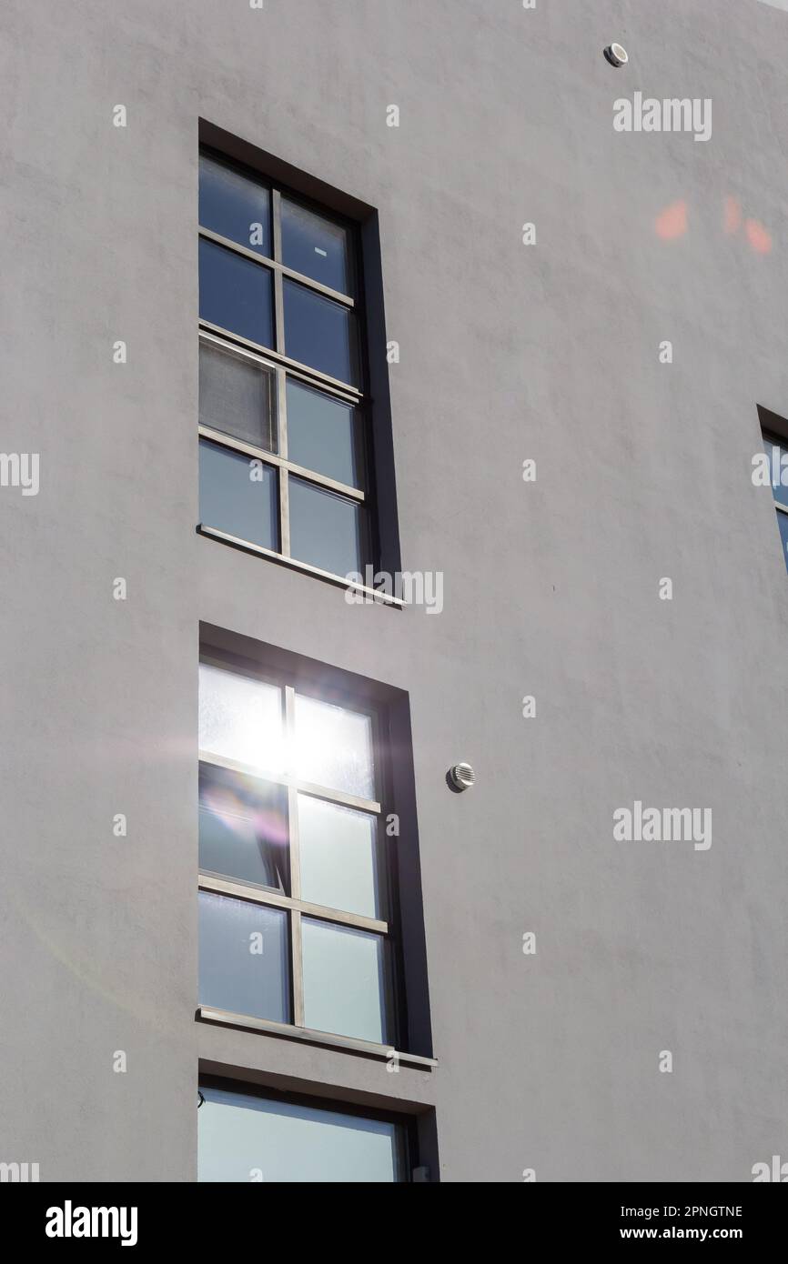 Architectural details of the facade of modern office buildings with ...