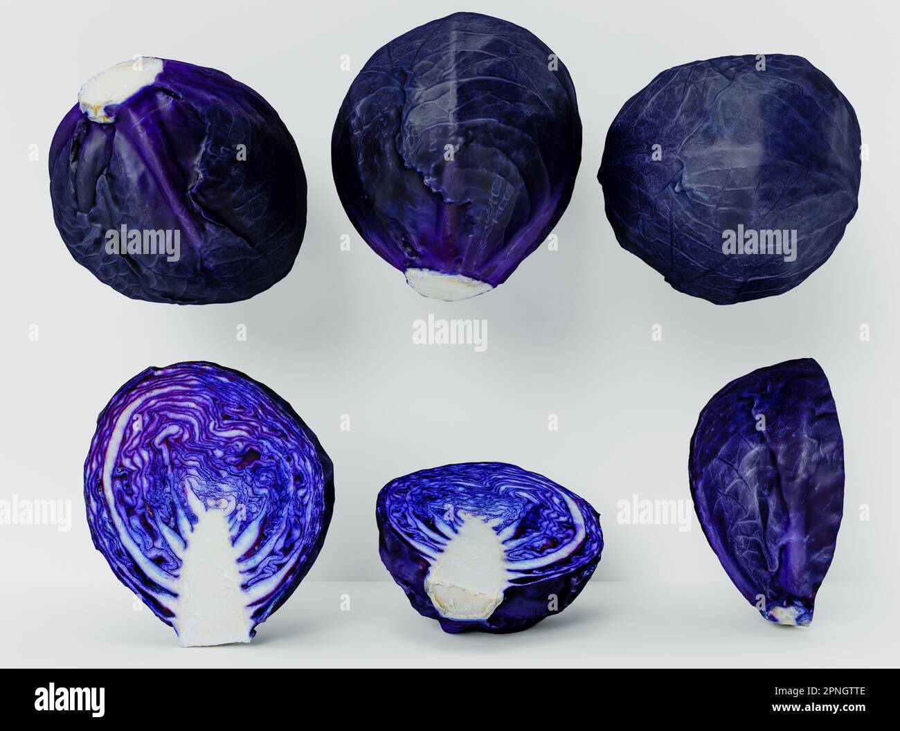 3d rendering - Red Cabbage from different angles isolated on white ...