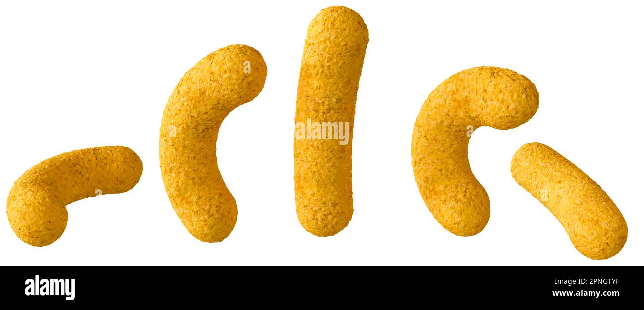 3d rendering - Peanuts snacks, flips, puffs from different angles ...