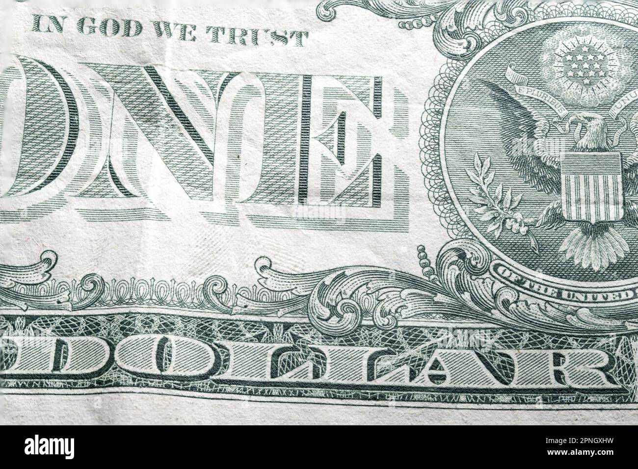 American one dollar bill banknote currency extreme macro closeup with ...