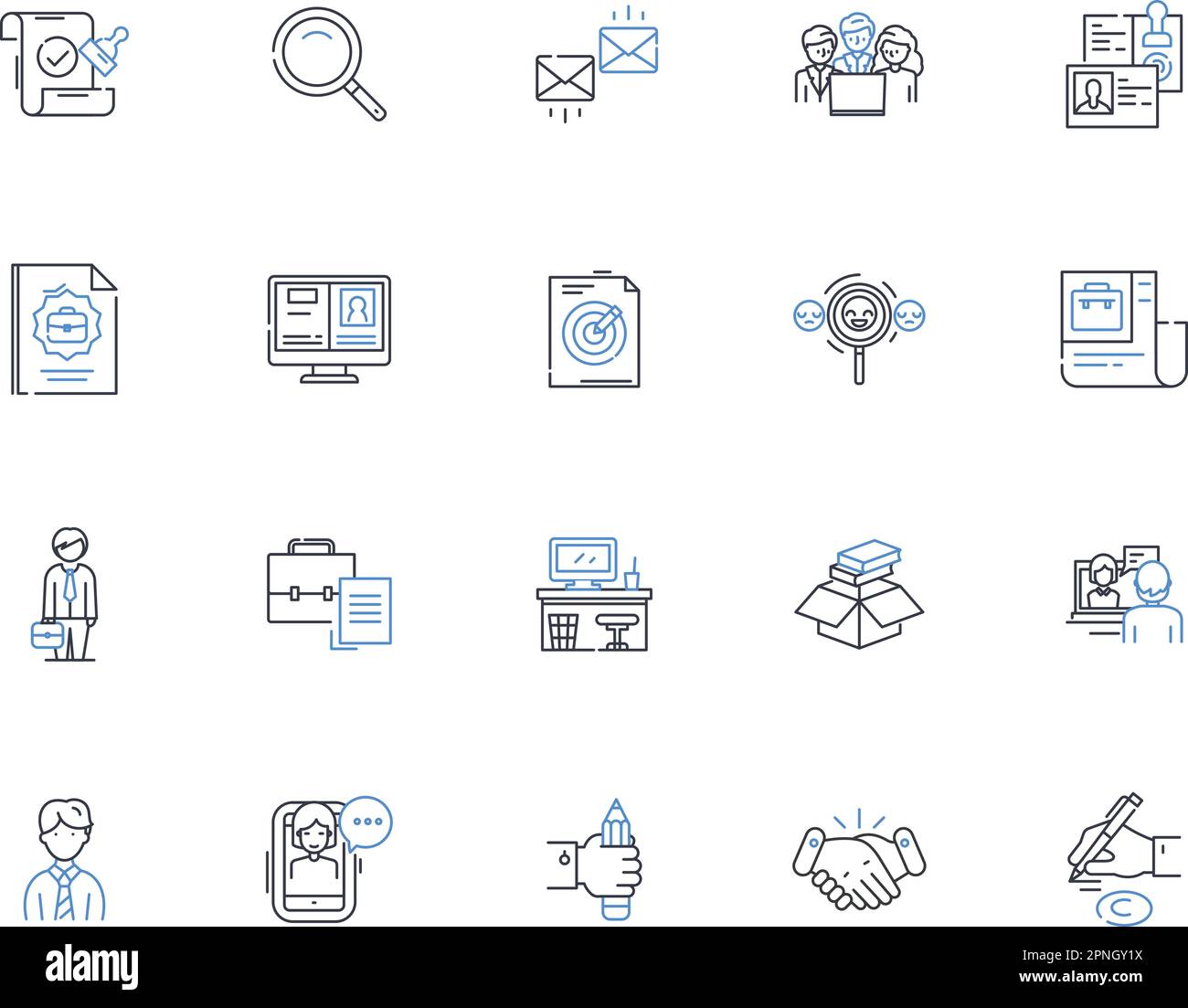 Talent coordinator line icons collection. Recruitment, Screening ...