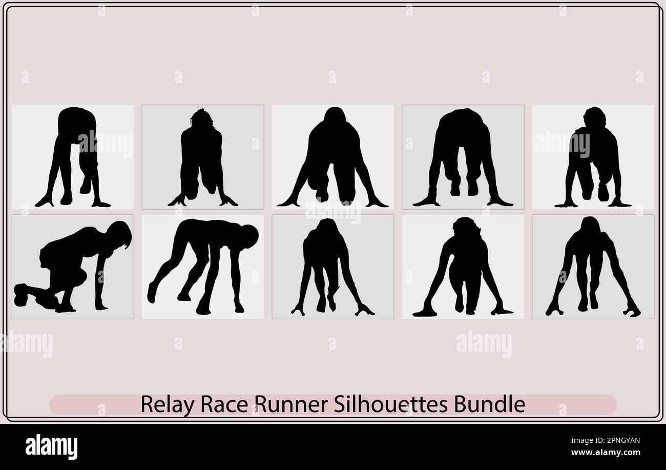 Relay race runner silhouette bundle hi-res stock photography and images ...