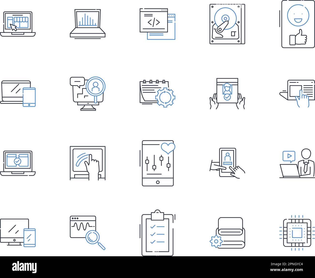 Artificial Intelligence Line Icons Collection Neural Machine Program Algorithm Automation