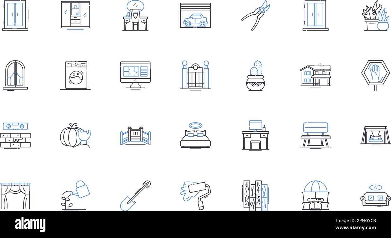 Industrial Facility Line Icons Collection Assembly Automation Conveyor Crane Fabrication